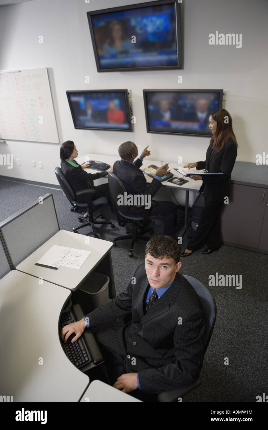 Man Bored In Cubicle