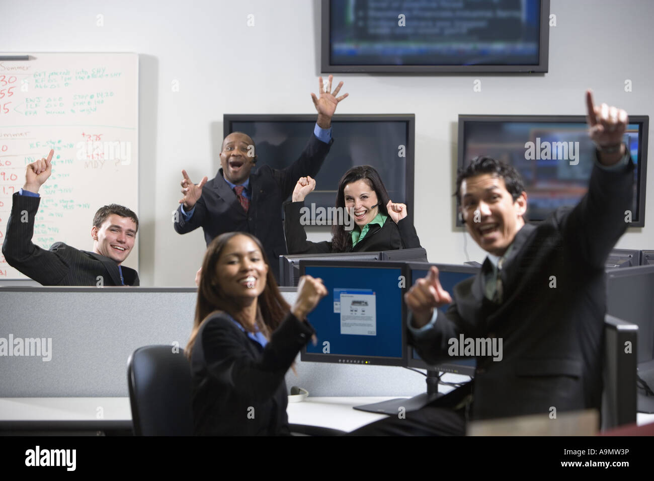 Workers cheering as the 5 hi-res stock photography and images - Alamy