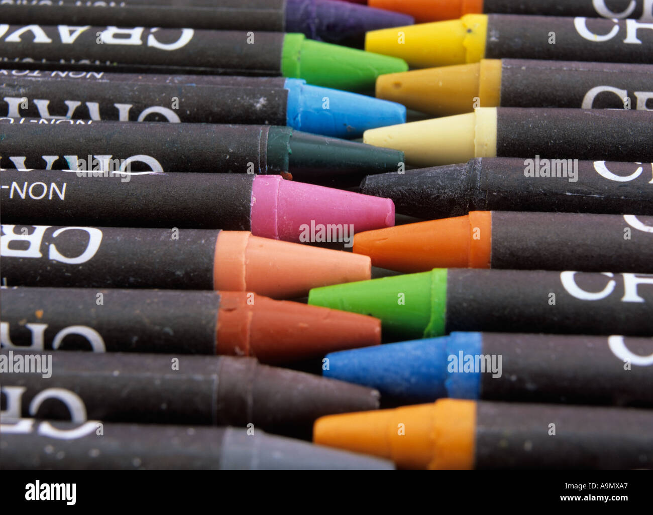 STILL LIFE STUDIO CONCEPT Close up Selection of multi coloured wax ...