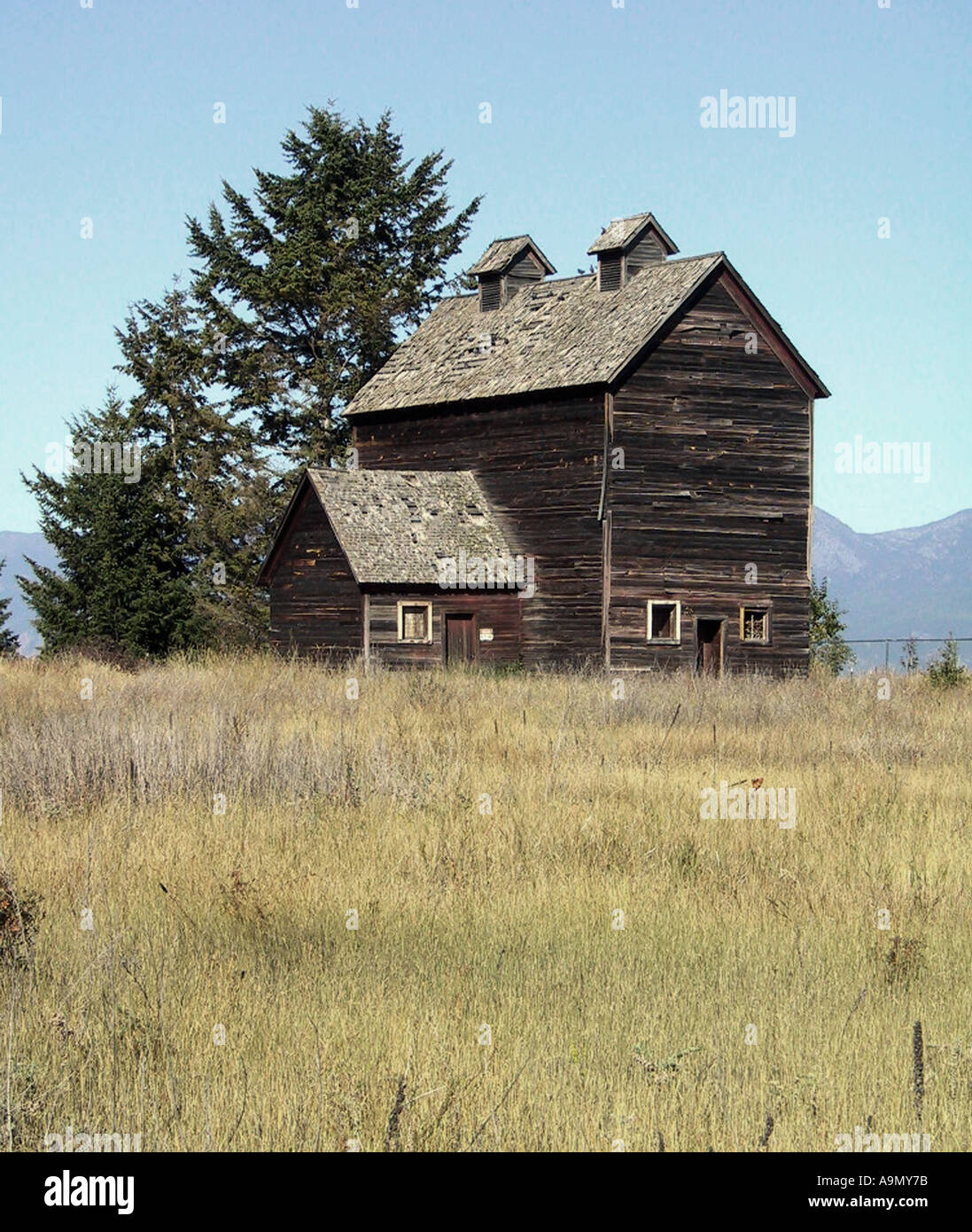 An old country log cabin situated by itself in the pasture in Somers ...
