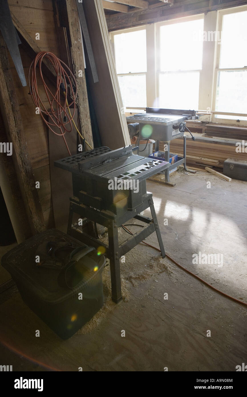 Interior view of tool shed with carpentry tools Stock Photo - Alamy