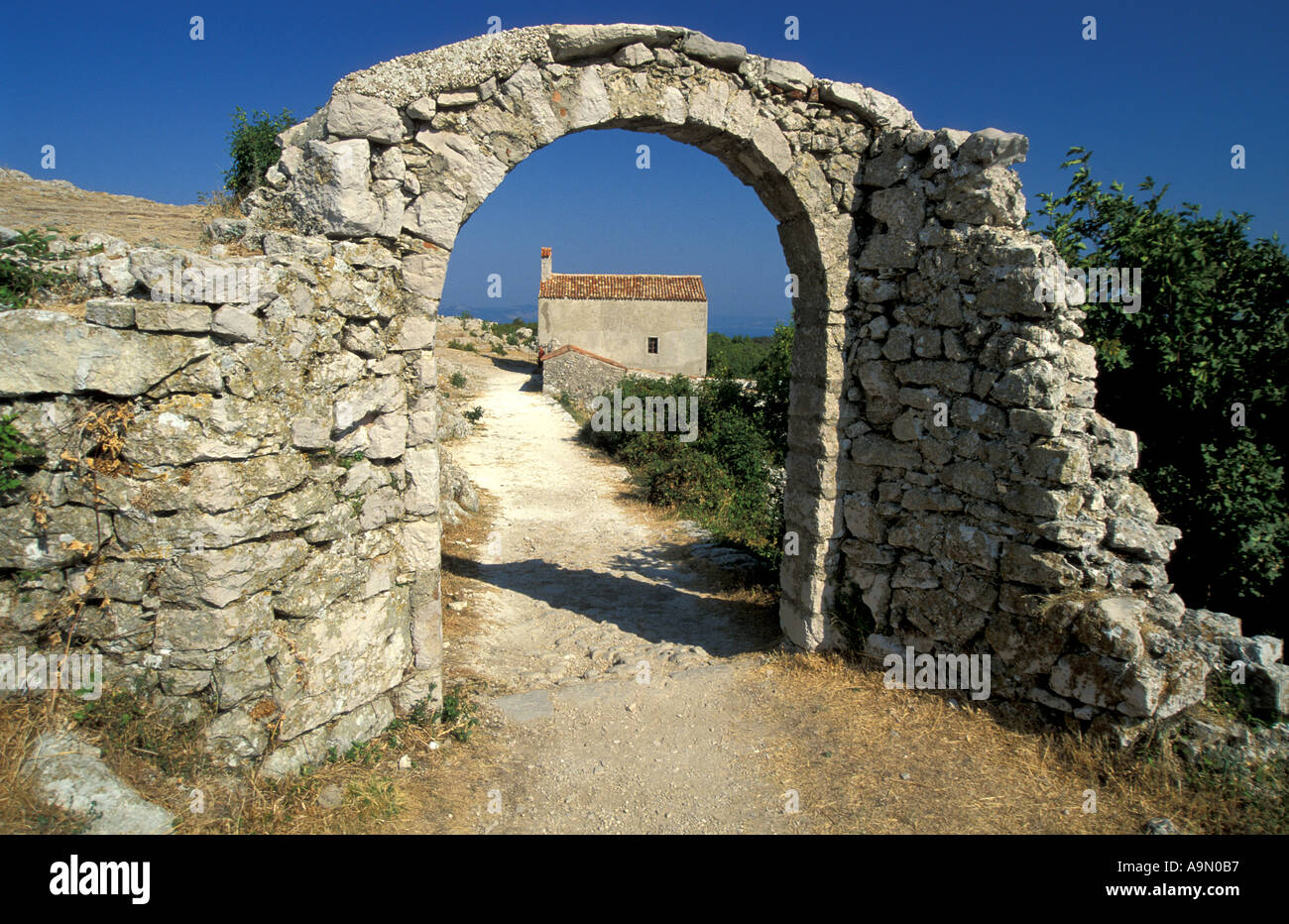 historic town gate of Lubenice Stock Photo - Alamy