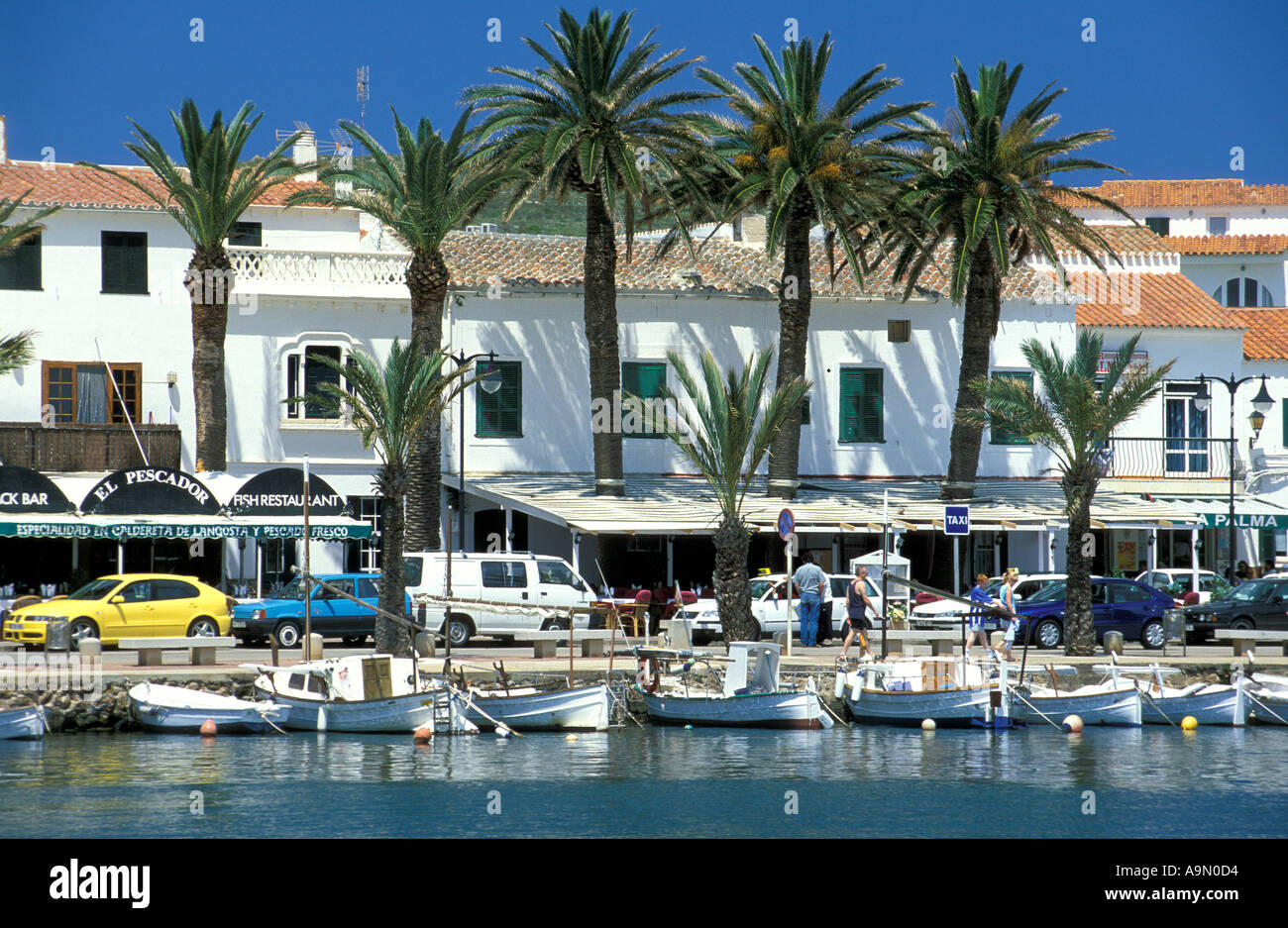 Palm trees fornells harbor hi-res stock photography and images - Alamy