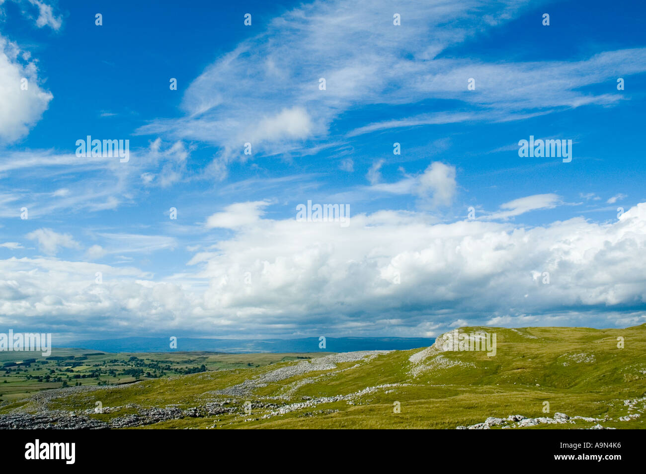 Ravenstonedale from Stennerskeugh Clouds limestone pavement, near ...