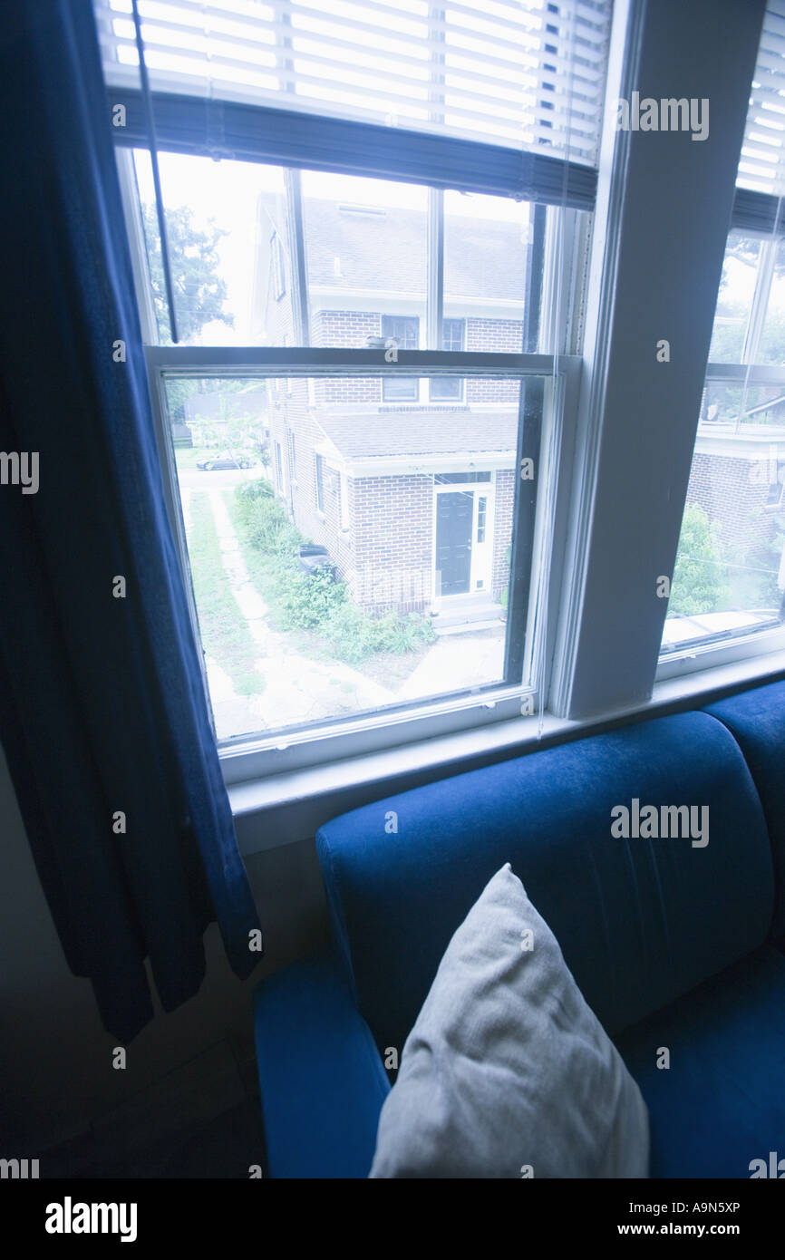 View of a neighboring house through a window Stock Photo - Alamy