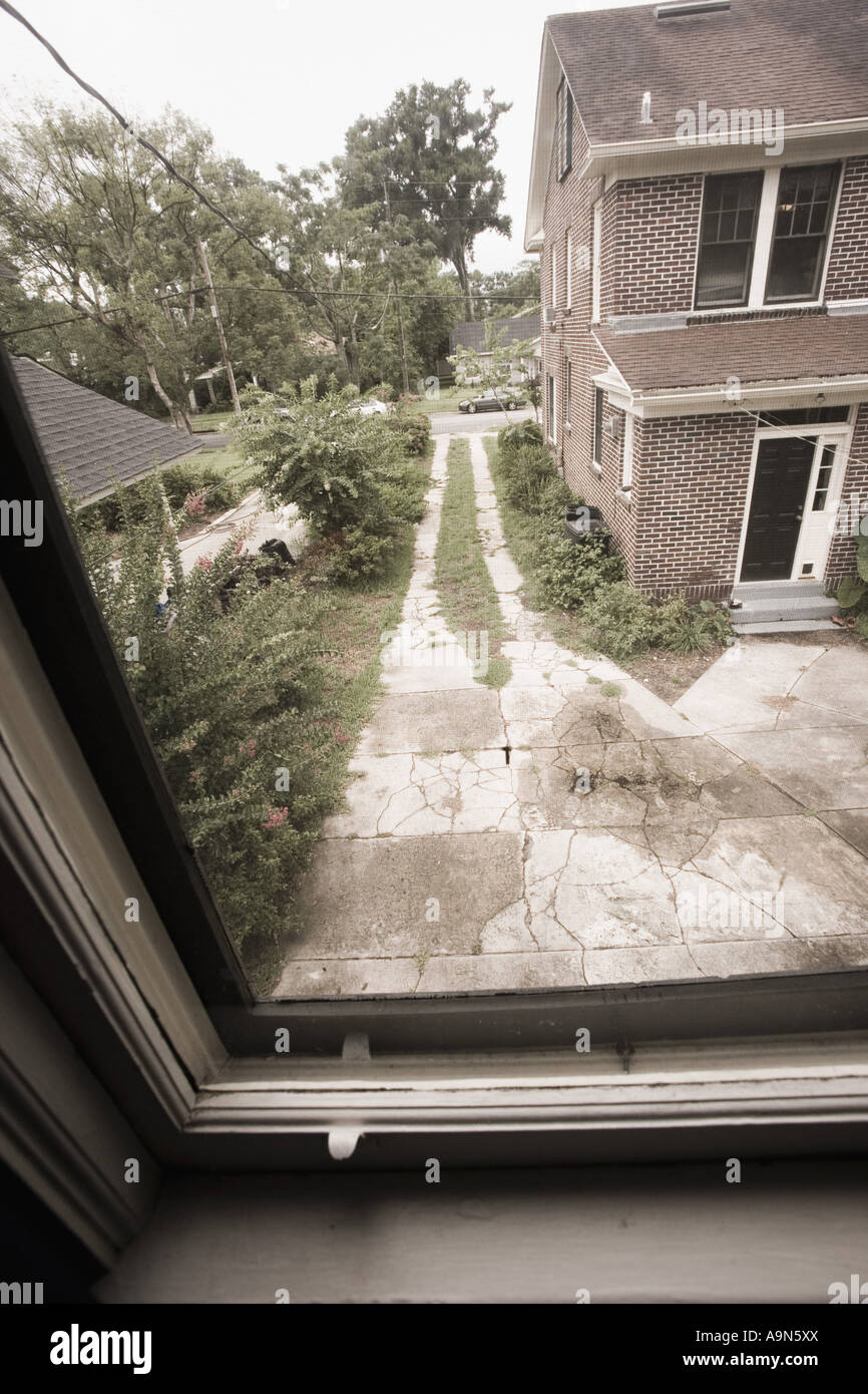 View of a neighboring house through a window Stock Photo - Alamy