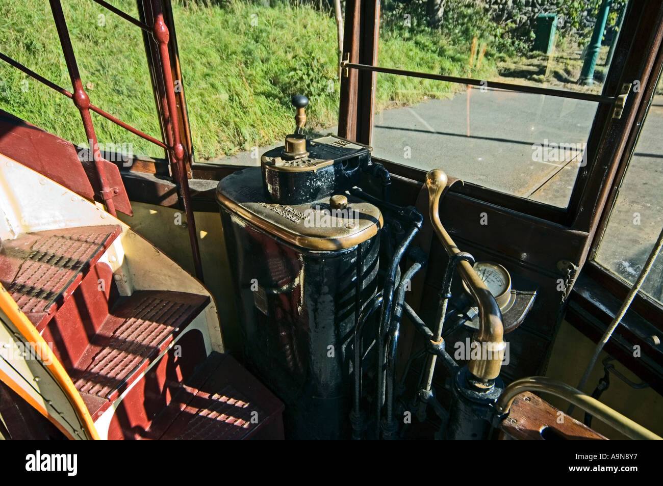 Controls of a 1900 Glasgow Corporation tram, at the Crich Tramway ...
