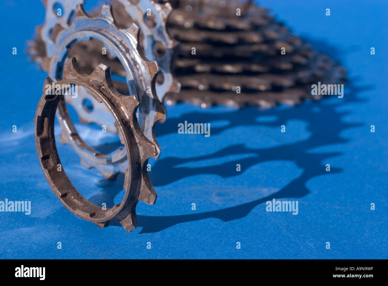 Cogs Gears rusty used and worn cogs from bicycle gear set Stock Photo ...