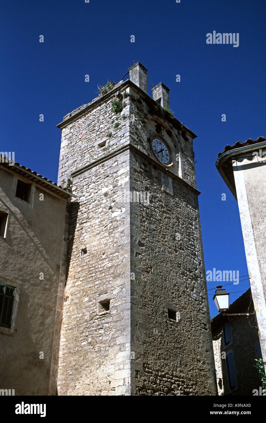 Romanesque clocktower at Saignon Stock Photo - Alamy