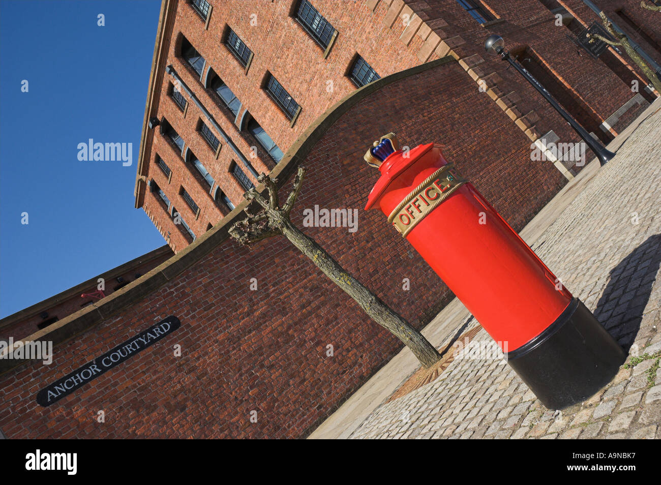 Albert dock red traditional victorioan post box Liverpool merseyside ...
