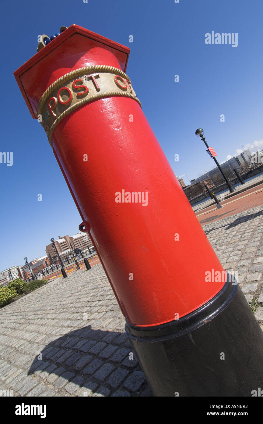 Red old traditional victorian post box at Albert dock Liverpool ...