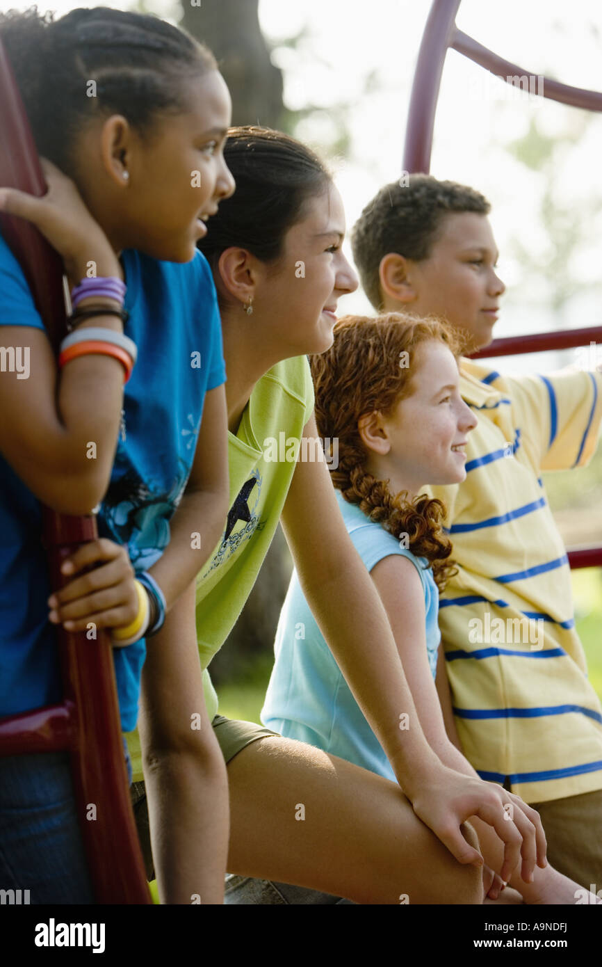 Close up of children together on a playground Stock Photo - Alamy