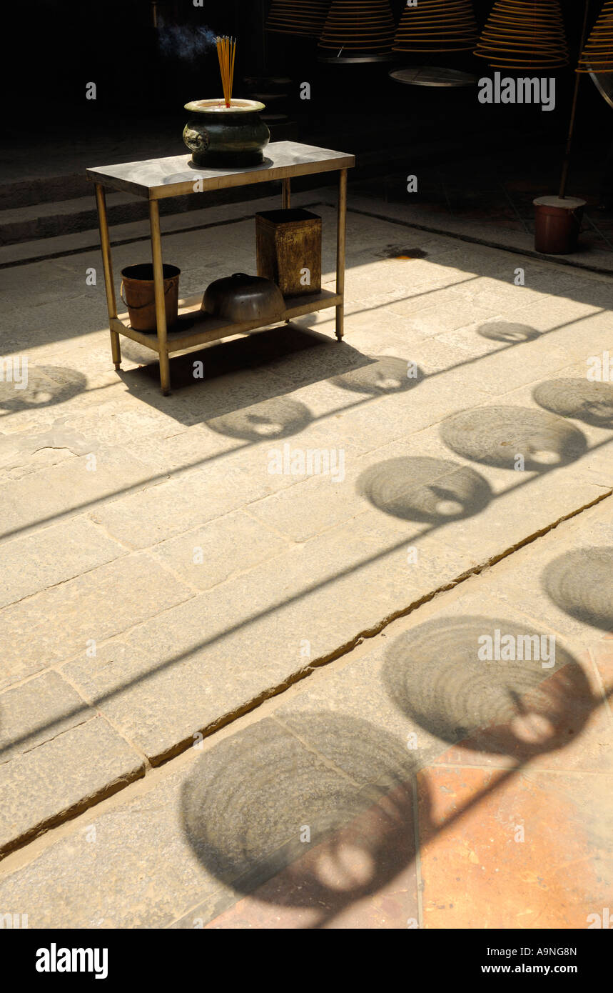 Shadows of incense coils at the Tim Hau temple court in Kowloon, Hong ...