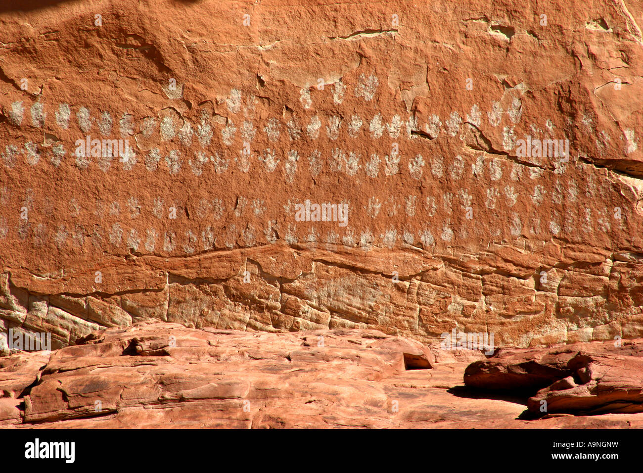 the hundred handprints pictograph, utah Stock Photo - Alamy