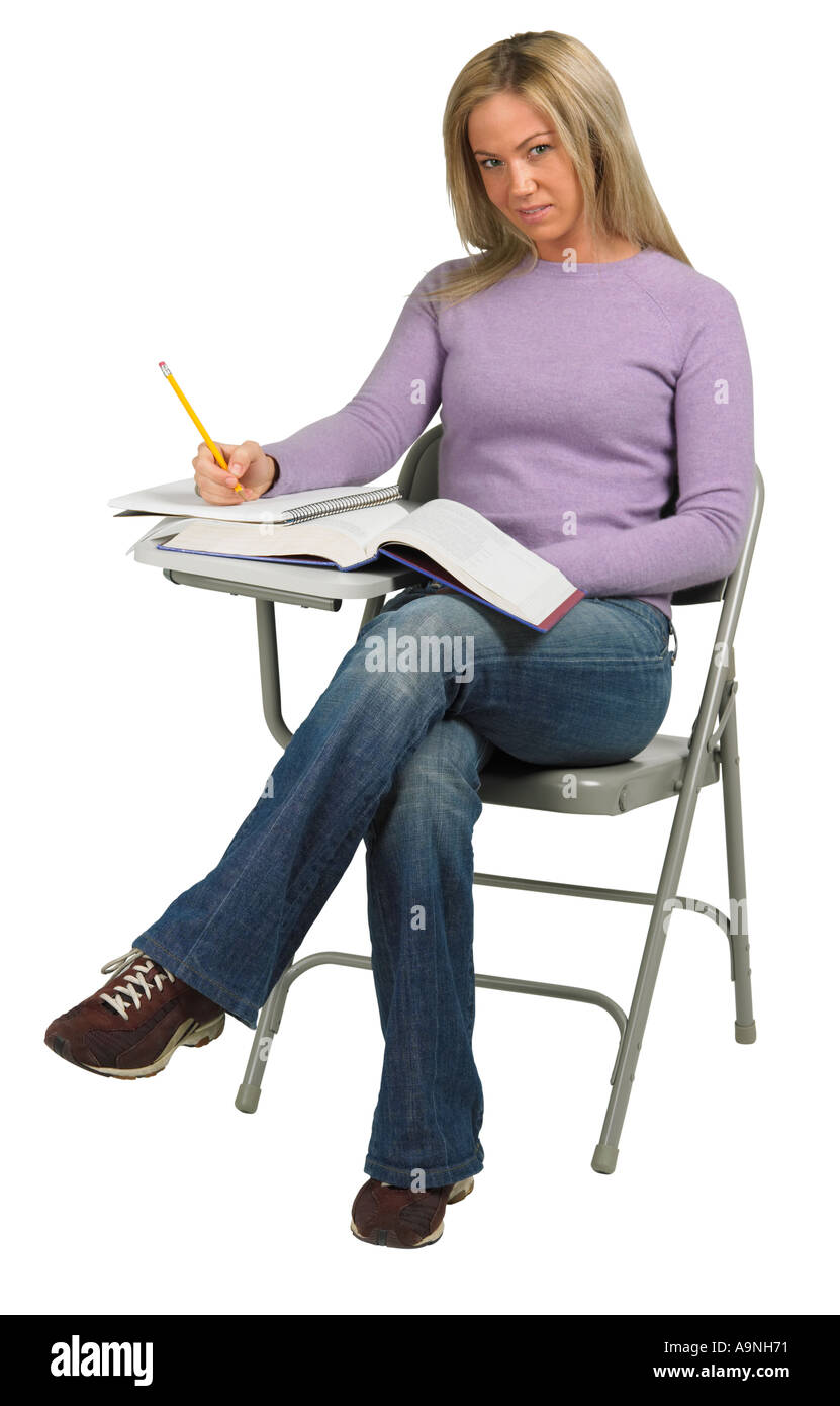 Attractive blond female student Cut Out Stock Images & Pictures - Alamy