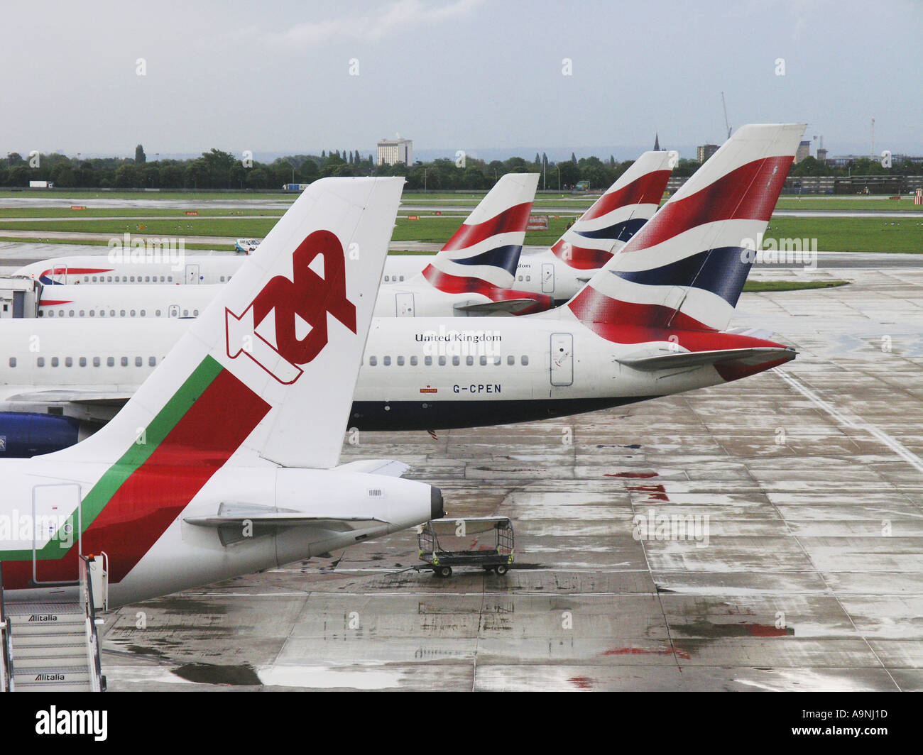 Heathrow airport London England great britain UK airport rain weather ...