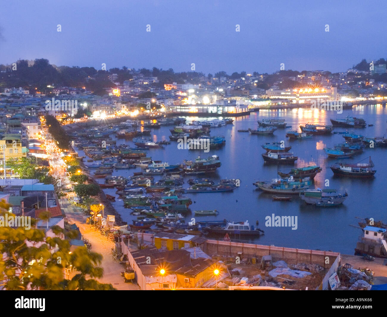 China Hong Kong Cheung Chau island chinese boats mooring in shelter and ...