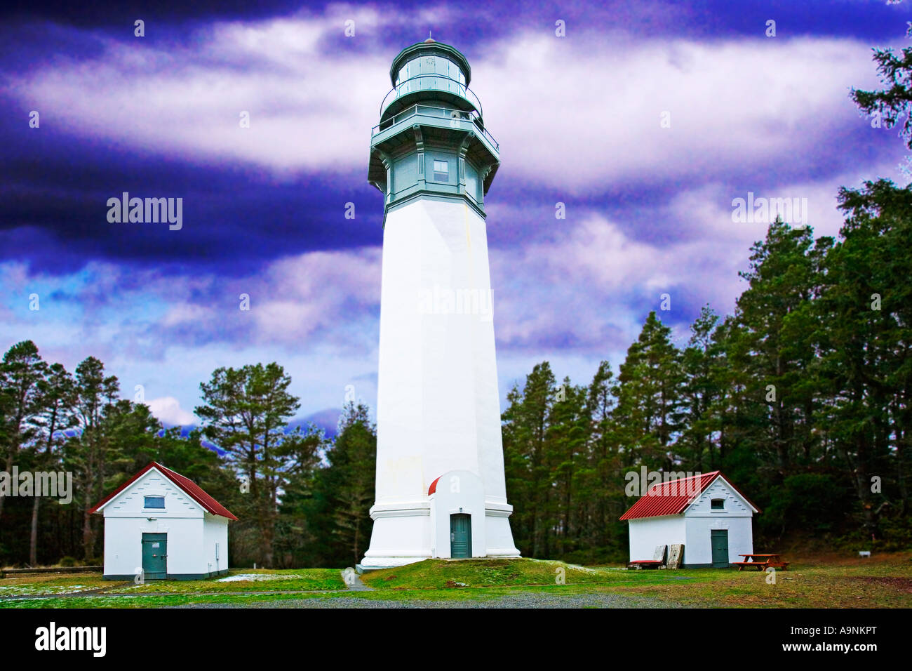 Photo of the Grays Harbor Lighthouse and storage sheds in Westport ...