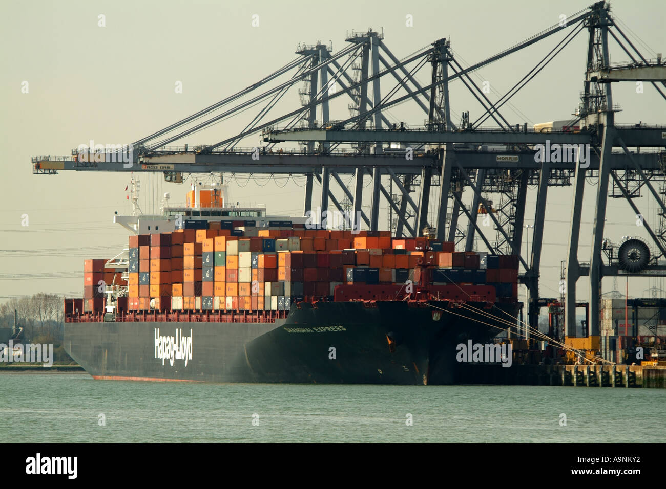 Southampton Container Terminal southern England. SCT straddle carrier ...