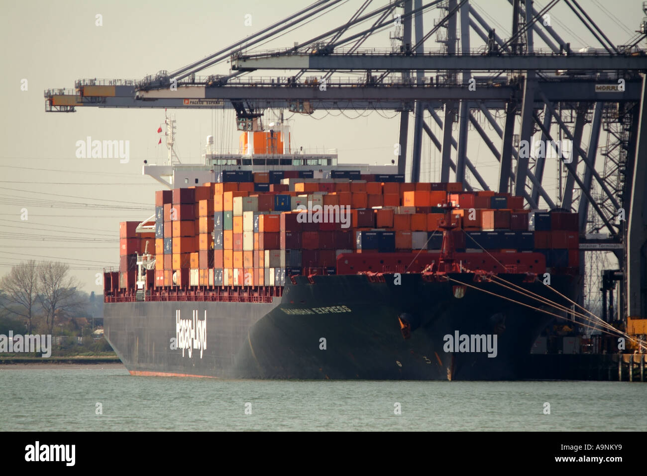 Southampton Container Terminal southern England. SCT straddle carrier ...