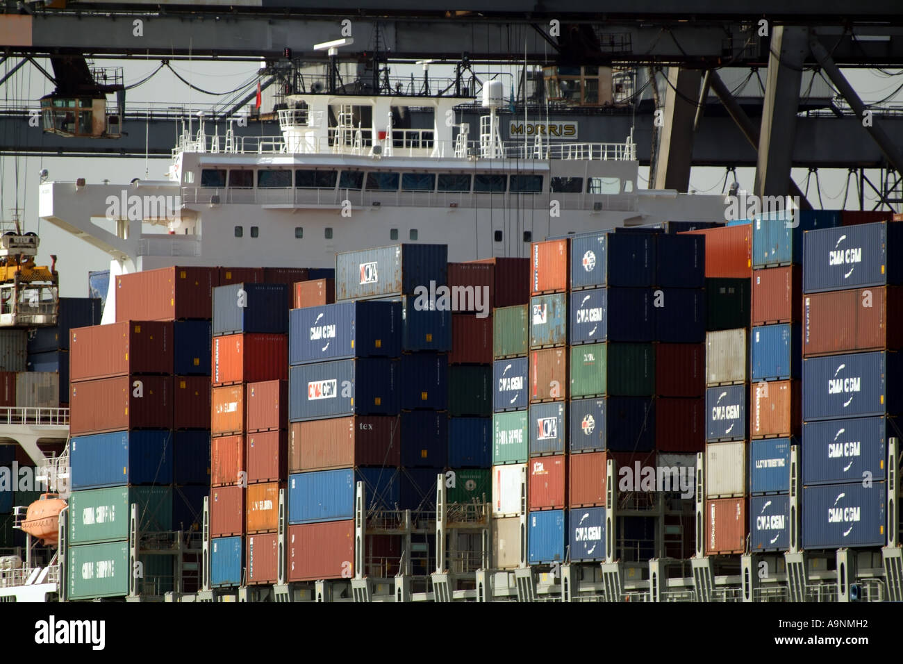 Southampton Container Terminal southern England. SCT straddle carrier ...