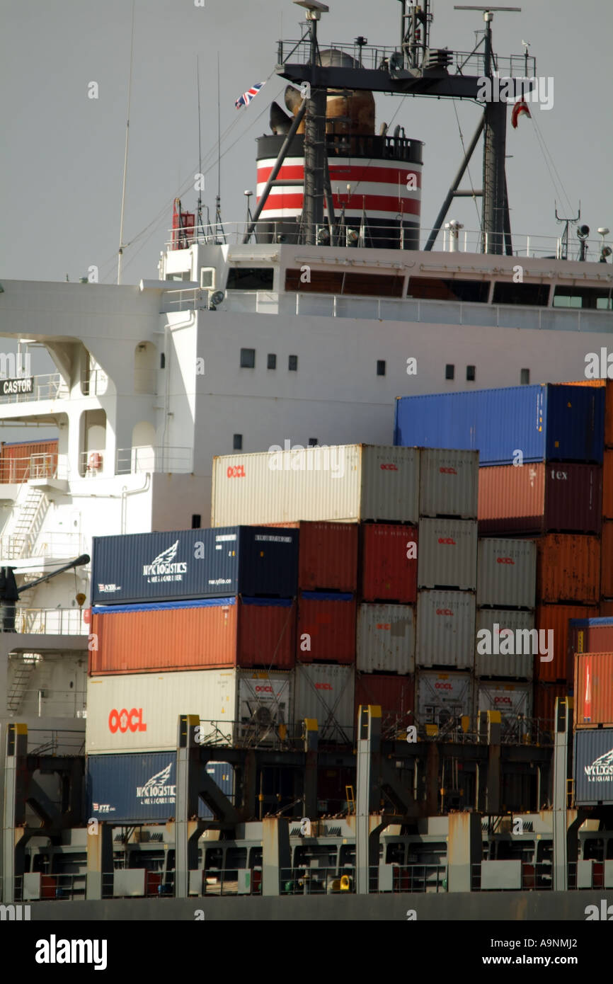 Container ship with cargo. Southampton Container terminal southern ...