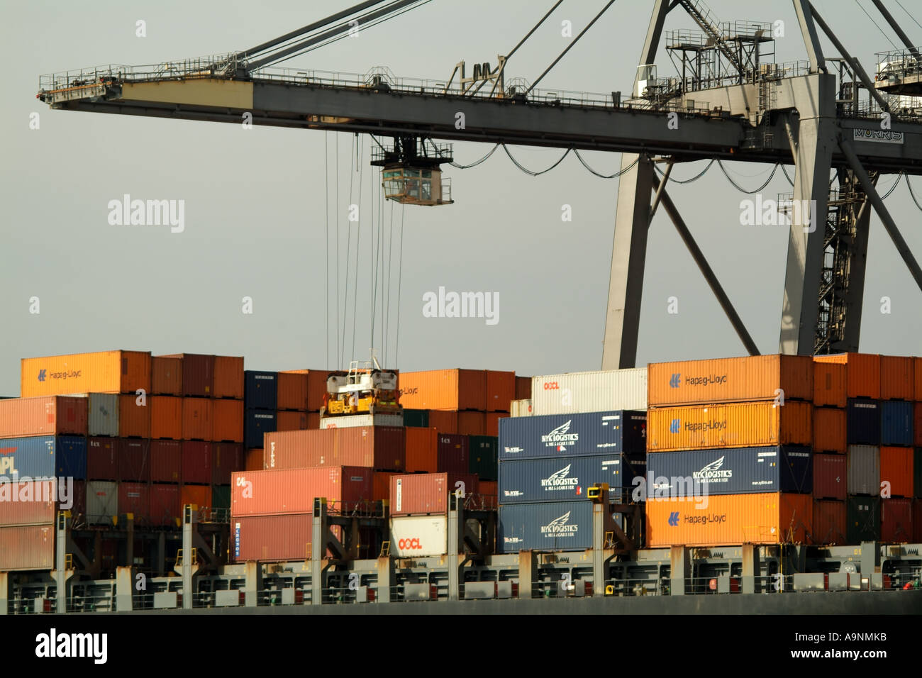 Southampton Container Terminal southern England. SCT straddle carrier ...