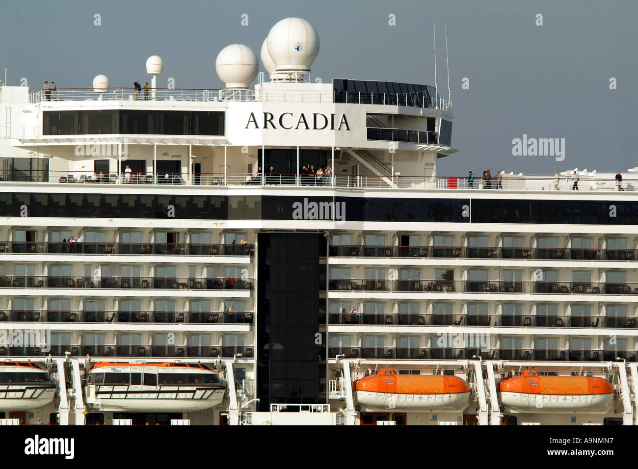 Arcadia cruise ship. Accommadation cabins and lifeboats Stock Photo - Alamy
