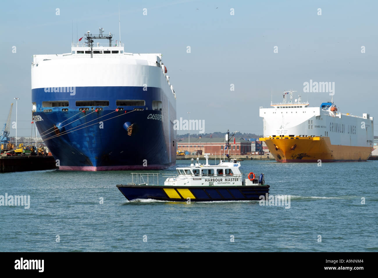 Vehicle carriers docked on quayside Port of Southampton southern ...
