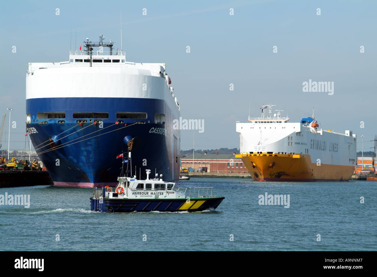 Vechicle carriers docked on quayside Port of Southampton southern ...