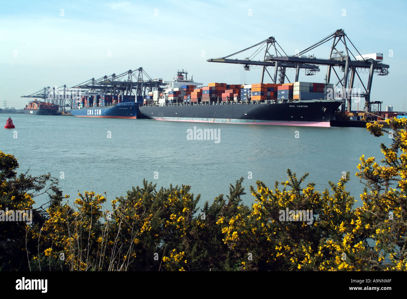 Southampton Container Terminal on Southampton Water southern England ...