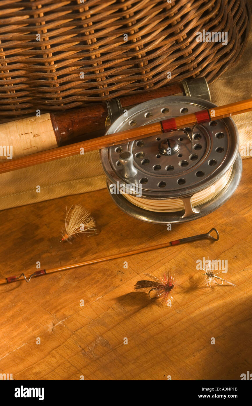 Still life of antique fishing reels Stock Photo - Alamy