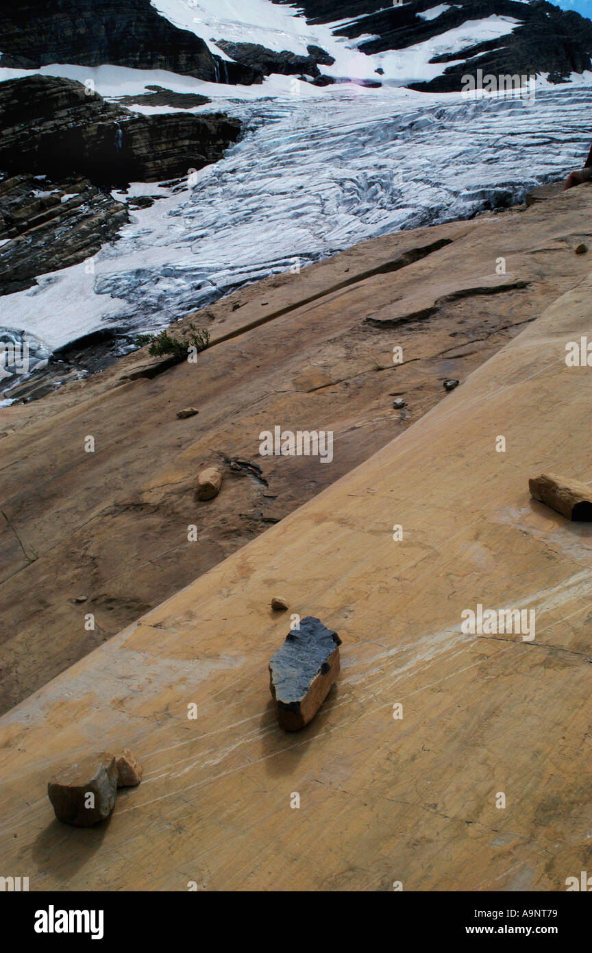 rocks broken by glacier leaving scrapes in bedrock Jackson Glacier ...