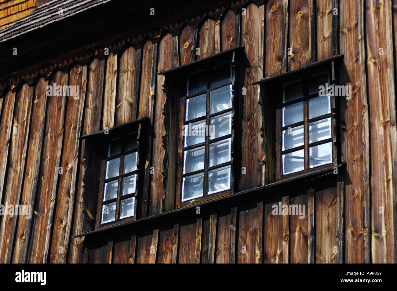 Ancient wooden building windows Stock Photo - Alamy