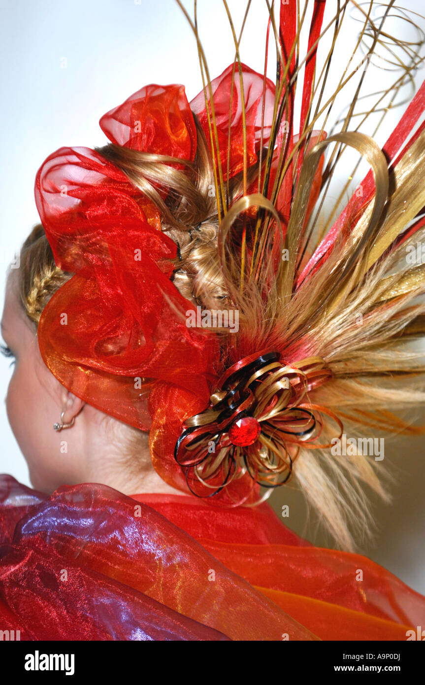 Woman with creative hair style Hairstyle braiding hair coiffure Stock ...