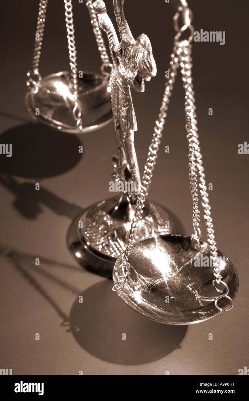Balanced justice scales Stock Photo - Alamy