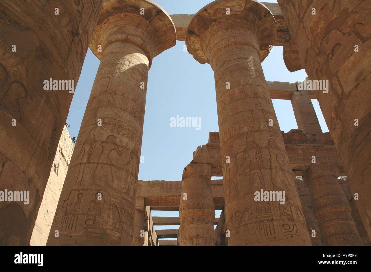 Columns in the Hypostyle Hall, Karnak Temple, Luxor, Egypt Stock Photo ...