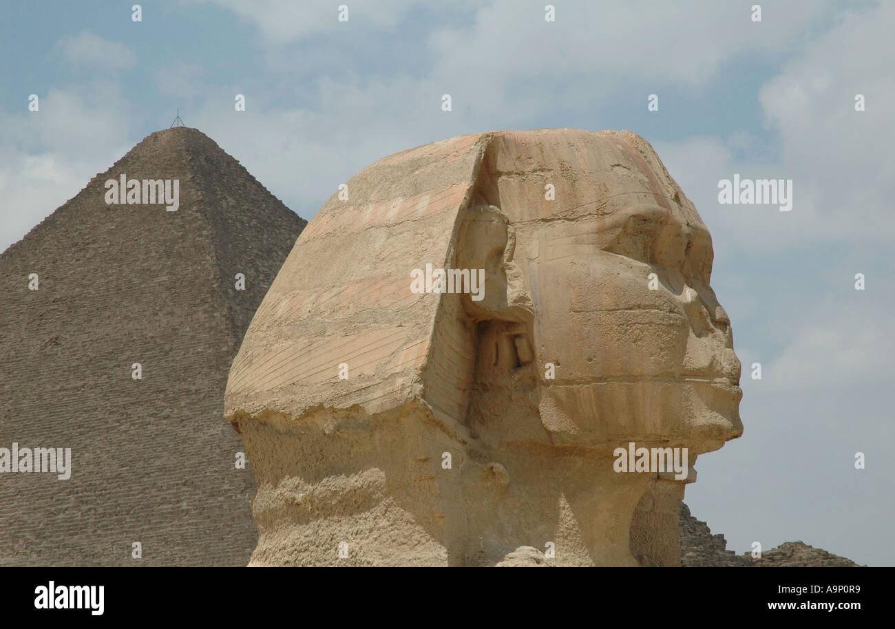 The Pyramid of Cheops and The Sphinx, Giza, Cairo, Egypt Stock Photo ...