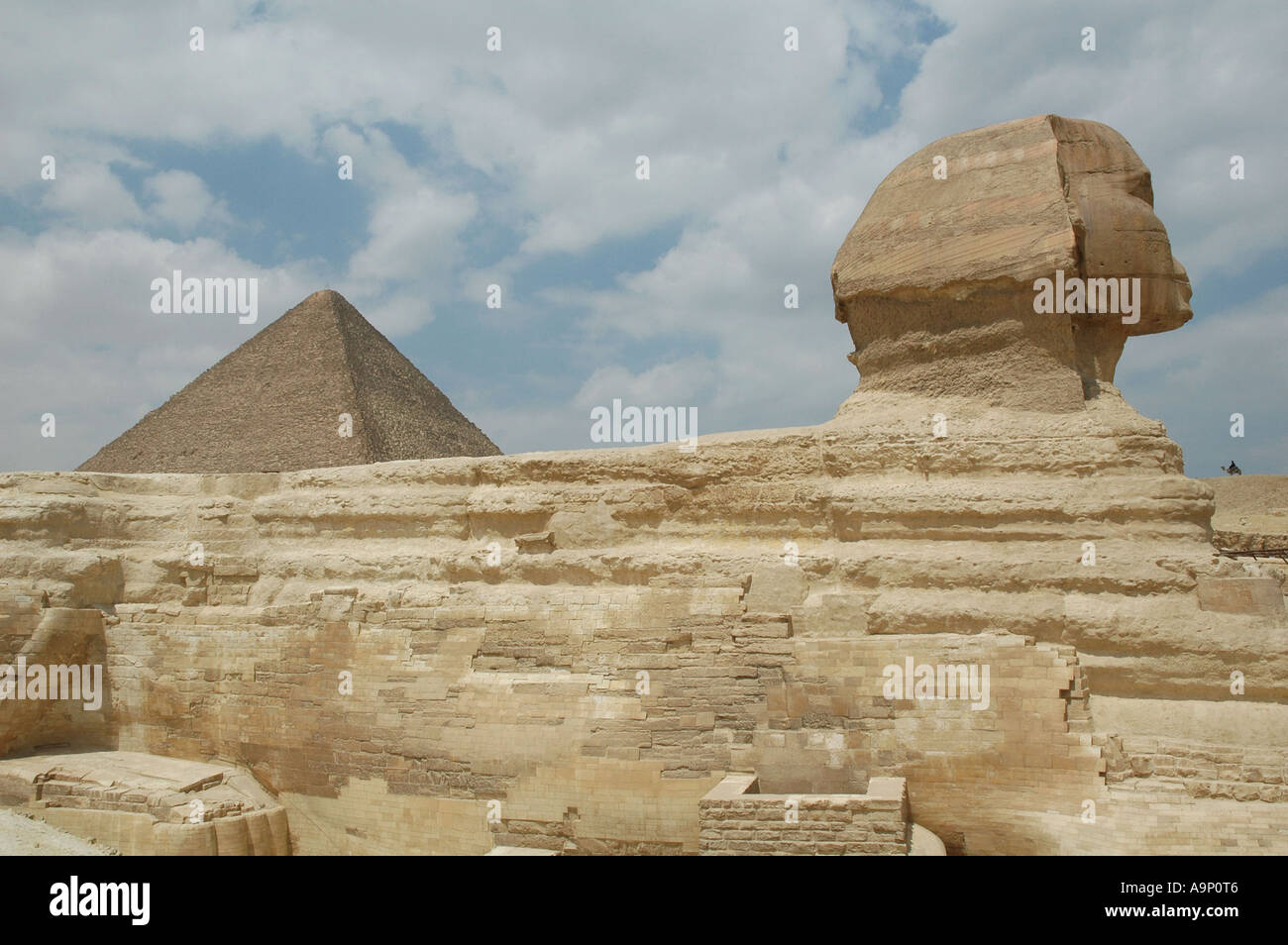 The Pyramid of Cheops and The Sphinx, Giza, Cairo, Egypt Stock Photo ...