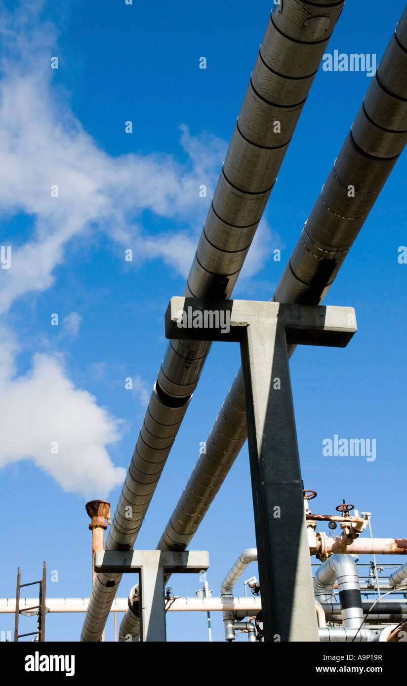 The complex working systems of an oil refinery in operation Stock Photo ...