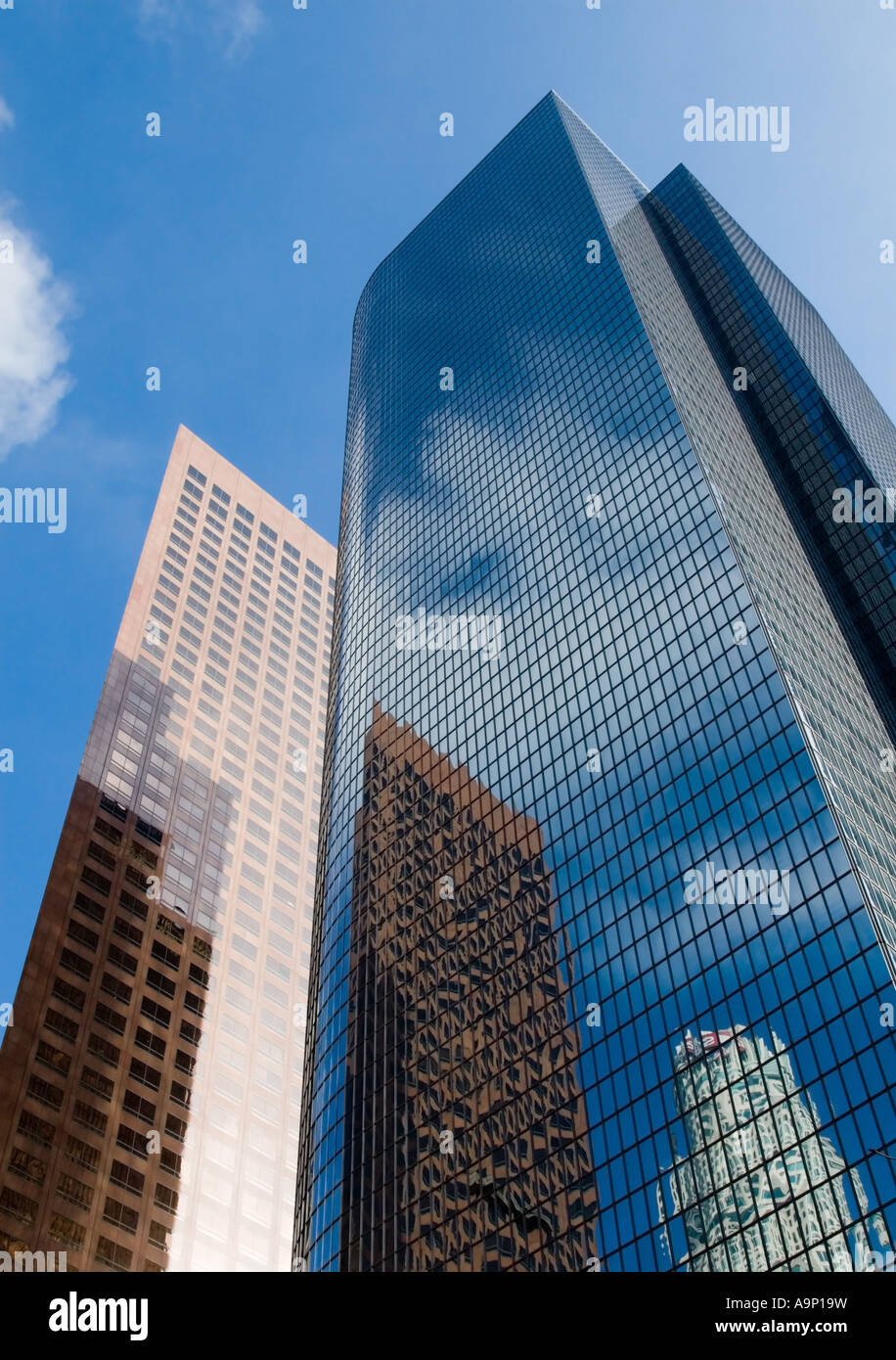 The massive structures of commerce and business in a city s downtown ...