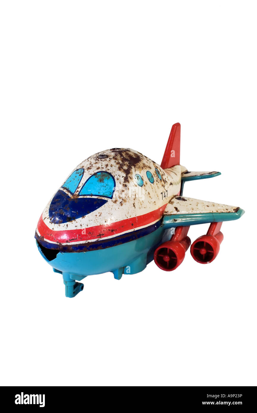 Old rusty tin toy Jumbo Jet Stock Photo - Alamy