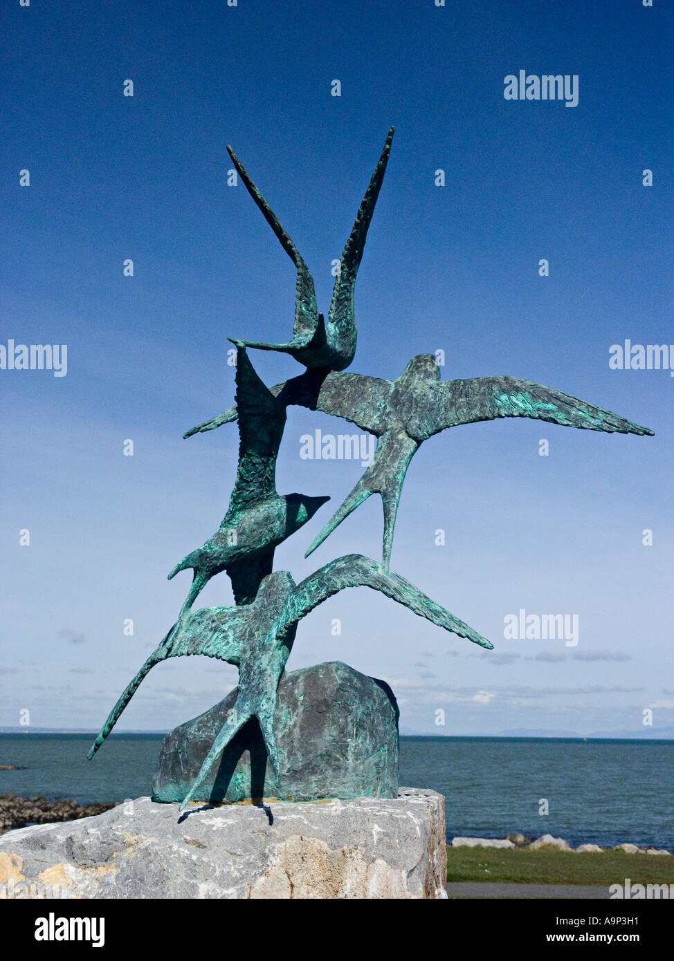 A bronze sculpture of terns by Brid ni Rinn near Skerries harbour ...