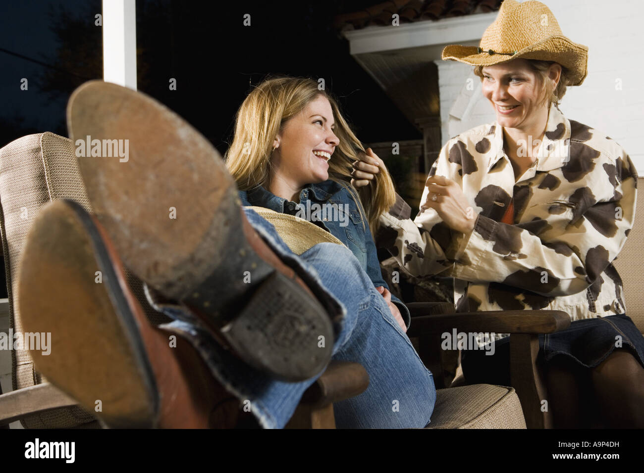 Country mother and daughter smiling Stock Photo - Alamy