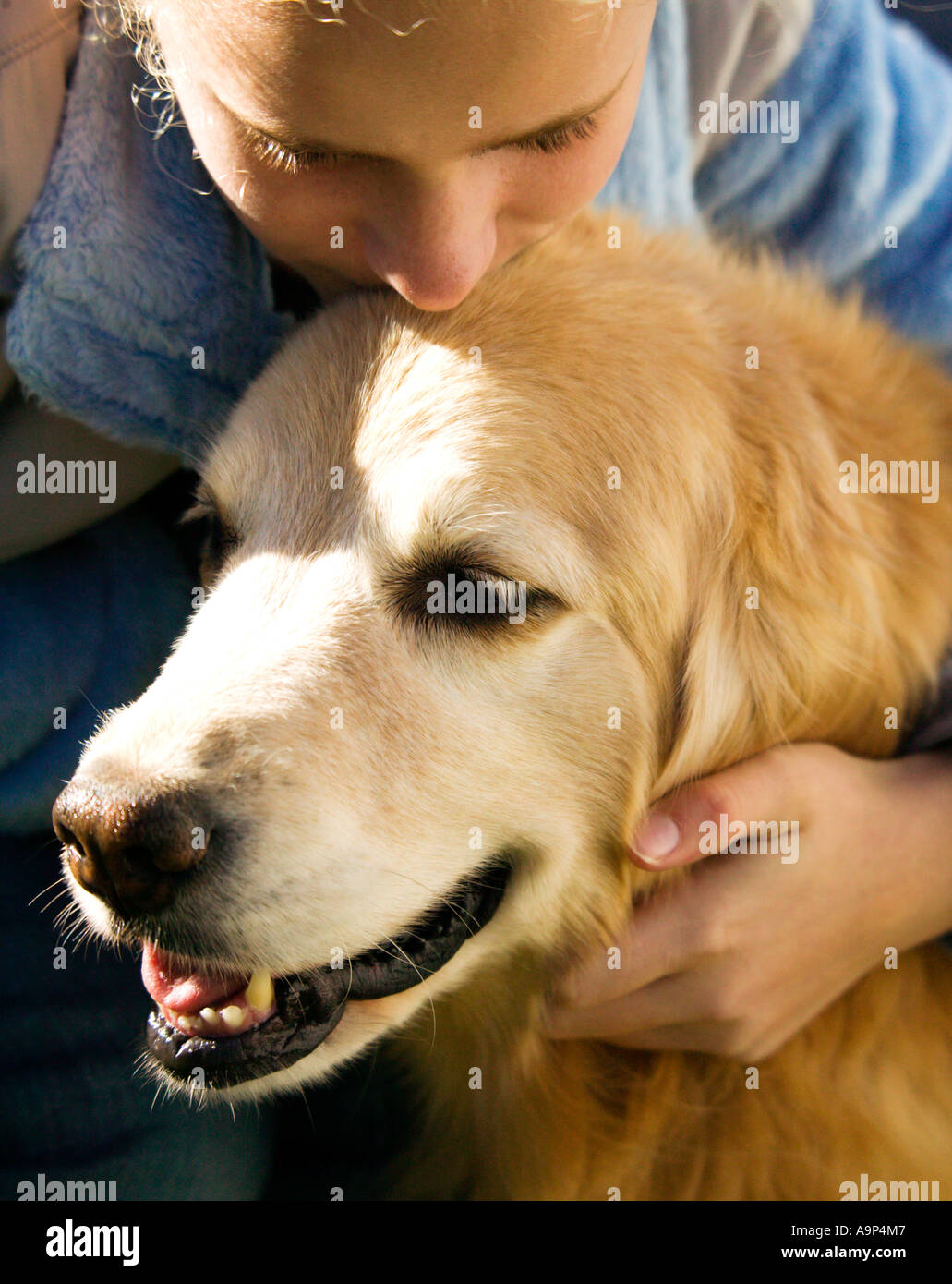 Blonde girl big dog hi-res stock photography and images - Alamy