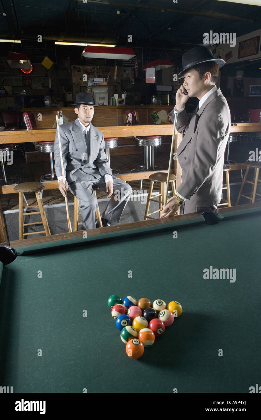 Gangsters in a pool hall Stock Photo - Alamy