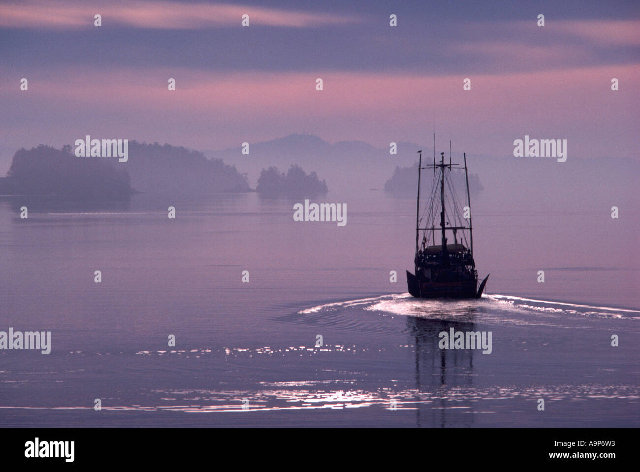 Commercial Fishboat at Sunrise in Ganges Harbour at Saltspring Island ...