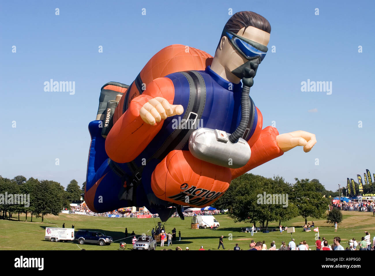 Action man hot air balloon at festival in England Stock Photo - Alamy
