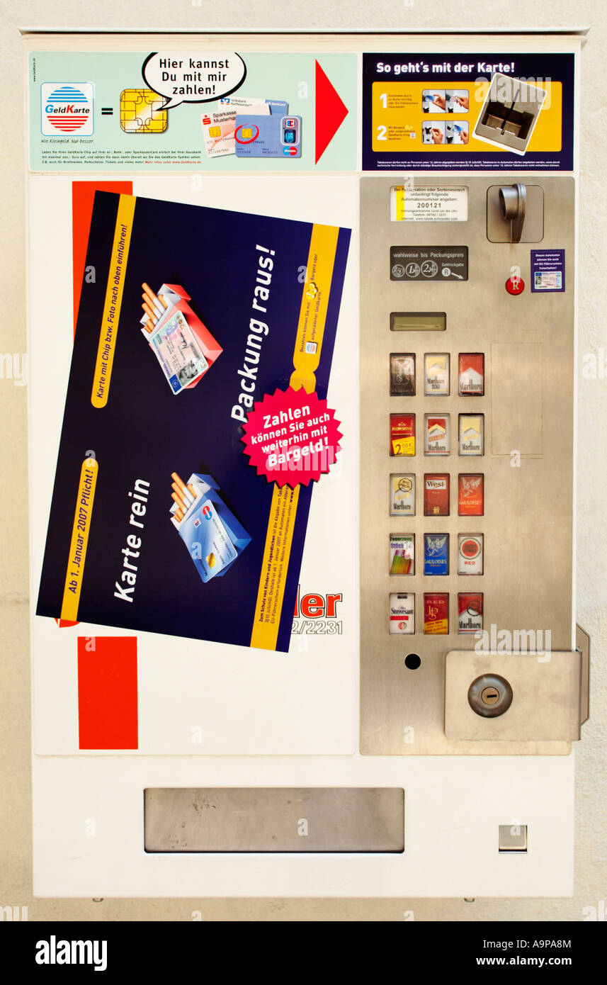 Detail of German cigarette vending machine Stock Photo - Alamy