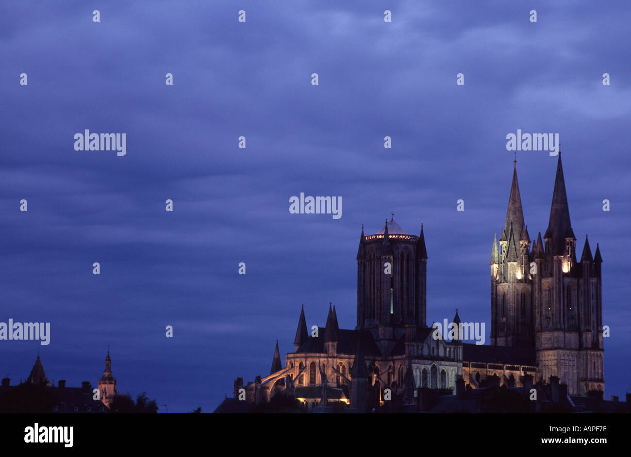Cathedral at night in Coutances France Stock Photo - Alamy